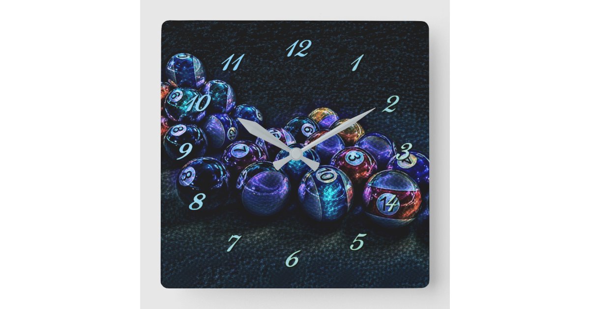 Galaxy Sparkle Billiards Square Wall Clock | Zazzle
