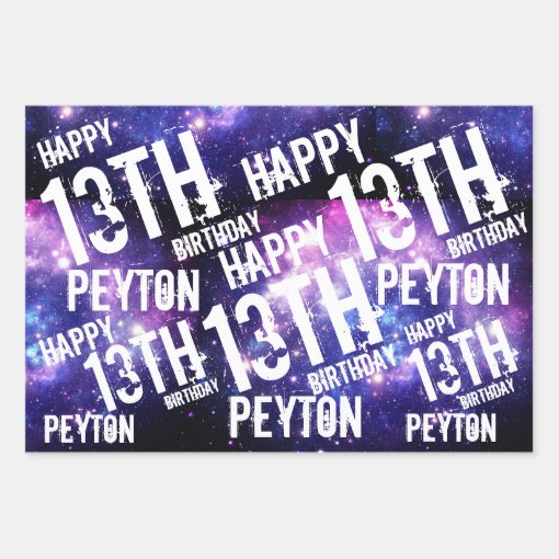 Galaxy Starry Night Custom Birthday Party Wrapping Paper Sheets | Zazzle