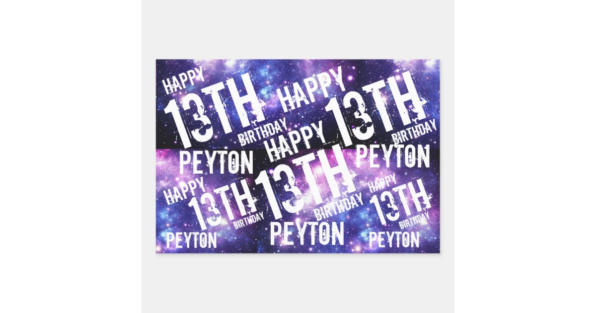 Galaxy Starry Night Custom Birthday Party Wrapping Paper Sheets | Zazzle