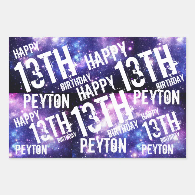 Galaxy Starry Night Custom Birthday Party Wrapping Paper Sheets | Zazzle