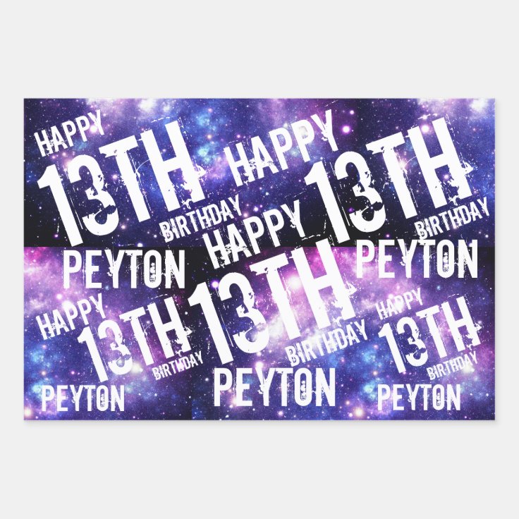 Galaxy Starry Night Custom Birthday Party Wrapping Paper Sheets | Zazzle