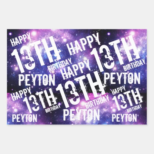 Galaxy Starry Night Custom Birthday Party Wrapping Paper Sheets | Zazzle