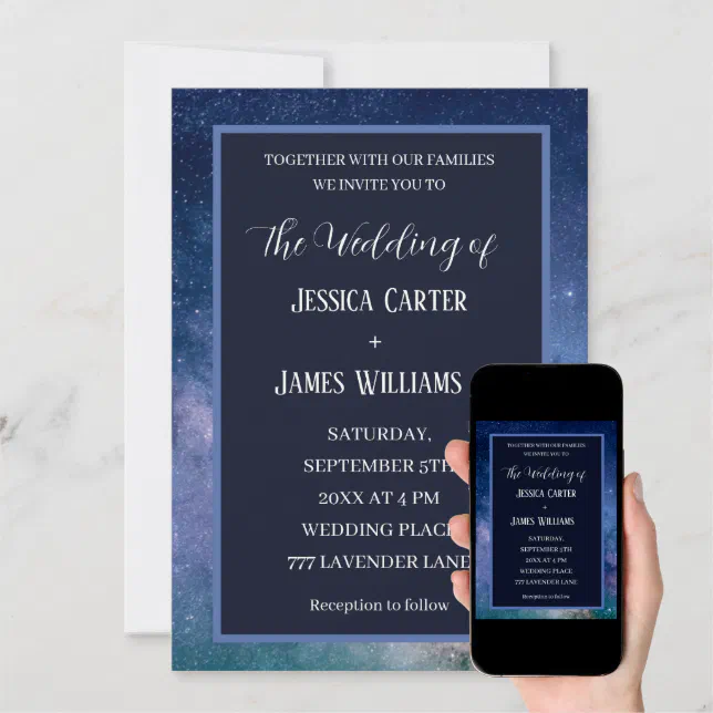 Galaxy Starry Night Outer Space Universe Wedding Invitation | Zazzle