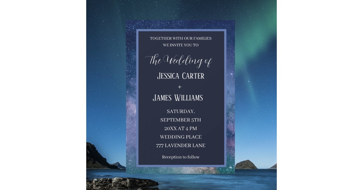Galaxy Starry Night Outer Space Universe Wedding Invitation | Zazzle
