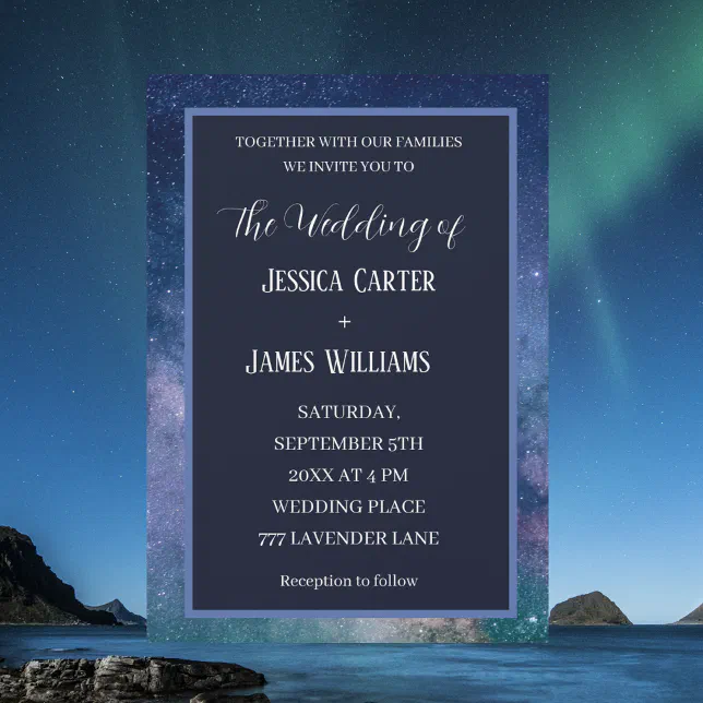 Galaxy Starry Night Outer Space Universe Wedding Invitation | Zazzle