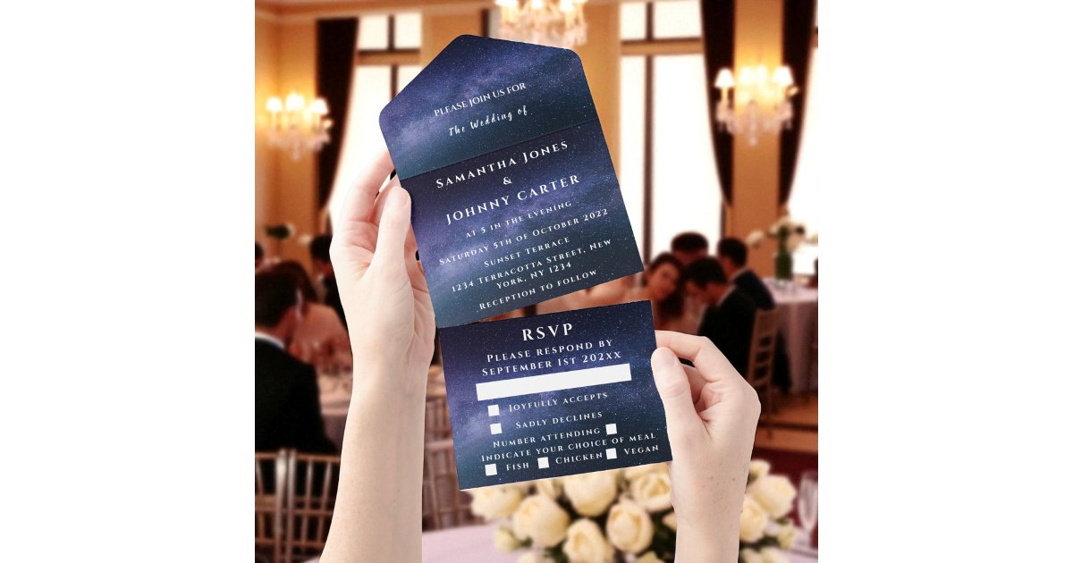 Galaxy Starry Night Sky Universe Wedding Nebula All In One Invitation ...