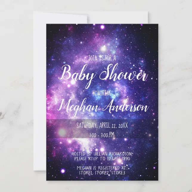 Galaxy Stars Celestial Outer Space Baby Shower Invitation | Zazzle