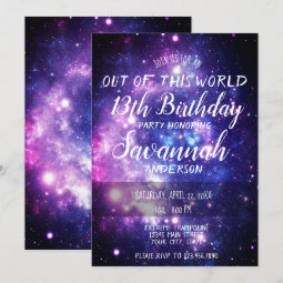 Galaxy Stars Out of This World Space Birthday Invitation | Zazzle