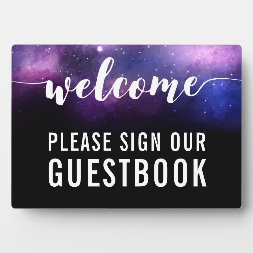 Galaxy Stars Wedding Welcome Guestbook Sign Plaque | Zazzle