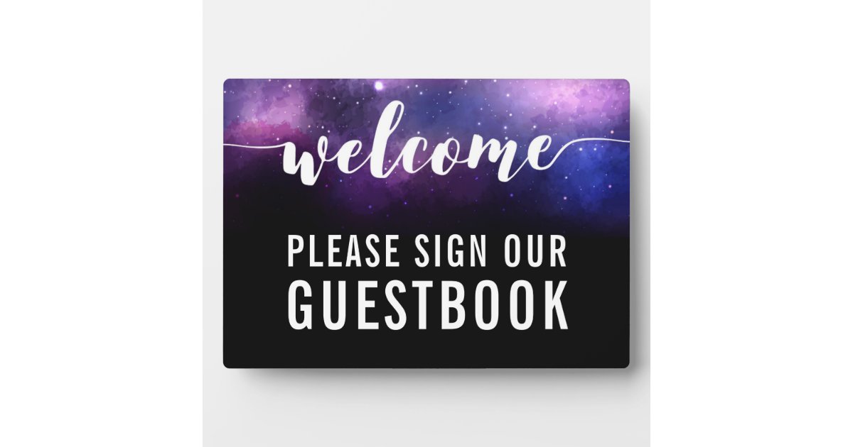 Galaxy Stars Wedding Welcome Guestbook Sign Plaque | Zazzle