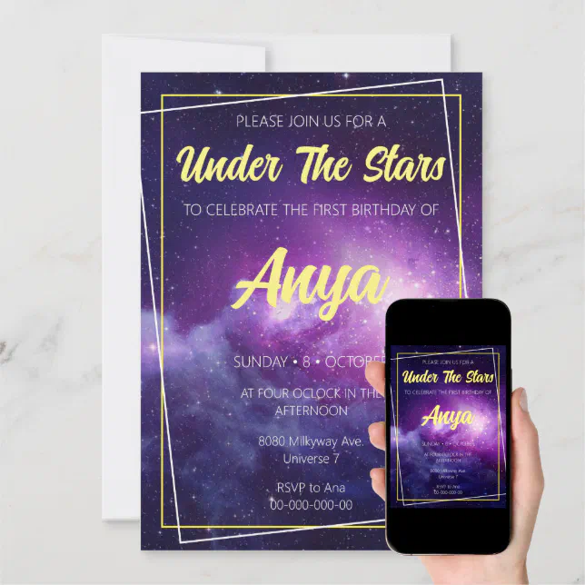 Galaxy Theme Birthday Invitation | Zazzle