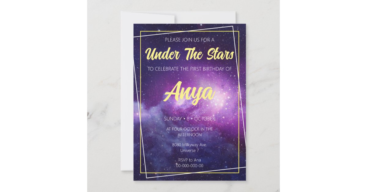 Galaxy Theme Birthday Invitation | Zazzle