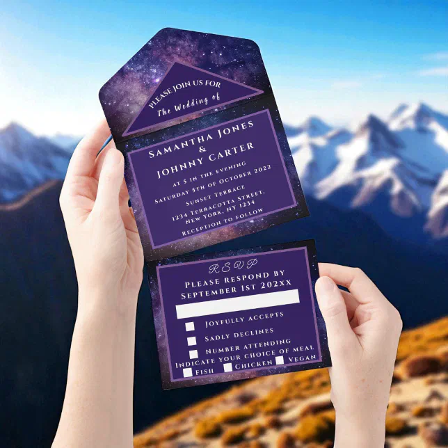 Galaxy Universe Nebula Starry Night Sky Space All In One Invitation ...