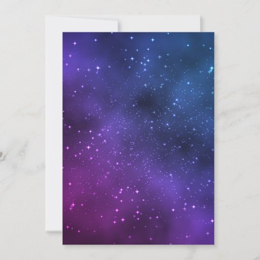 Galaxy Universe Purple Stars Girl Space Birthday Invitation | Zazzle