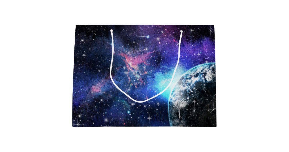 Galaxy, Universe, Stars, Outer Space Gift Pattern Large Gift Bag | Zazzle