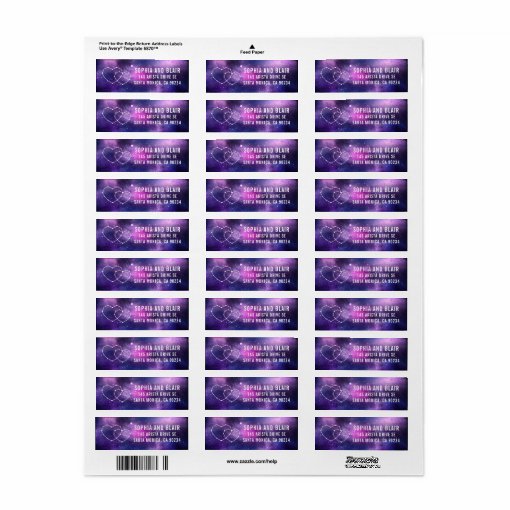 Galaxy Wedding Hearts Constellation Return Address Label | Zazzle