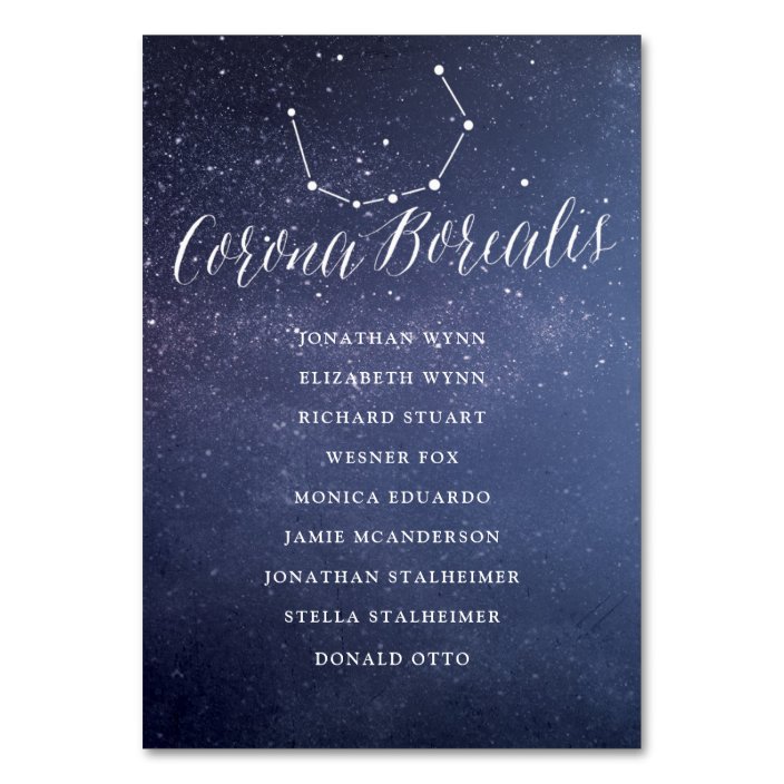 Galaxy Wedding Seating Chart Card Corona Borealis | Zazzle.com
