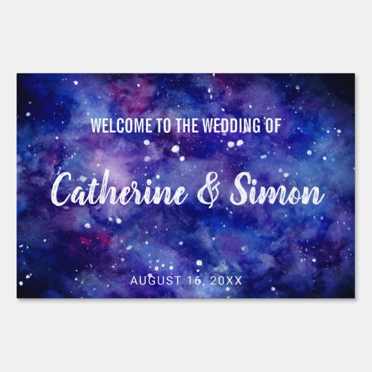 Galaxy Wedding Welcome Starry Night Watercolor Sign | Zazzle.com