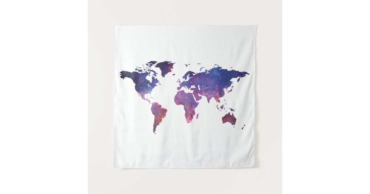 Galaxy world map tapestry | Zazzle
