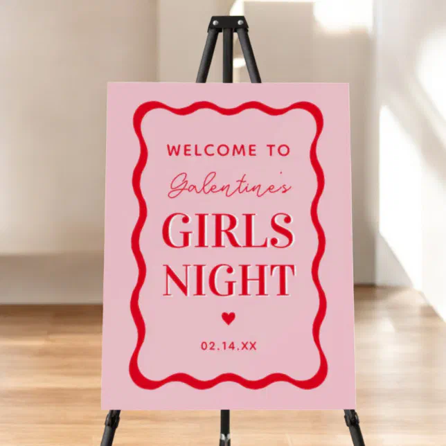 Galentine's Day Party Girl Night Out Welcome Sign | Zazzle