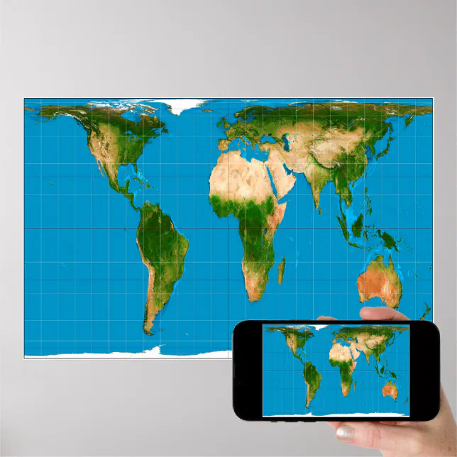 Gall–Peters Corrected World Map Projection Poster | Zazzle