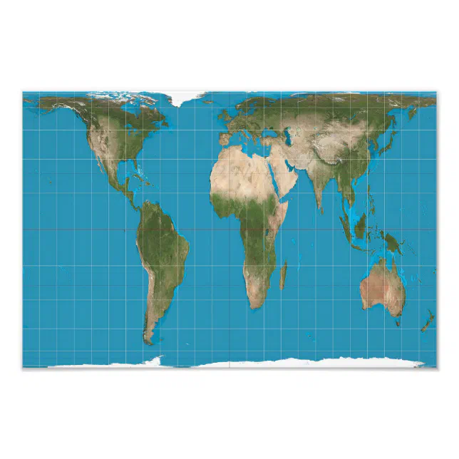 Gall Peters Projection World Map Photo Print | Zazzle