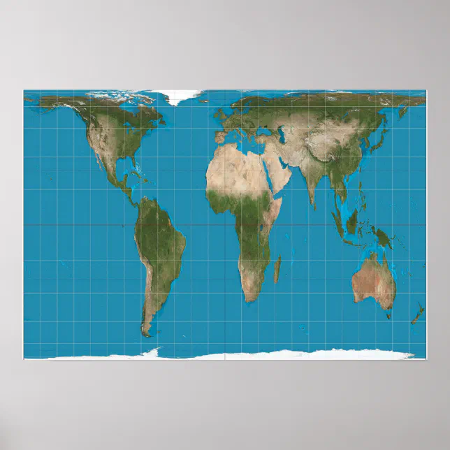Gall Peters Projection World Map Poster | Zazzle