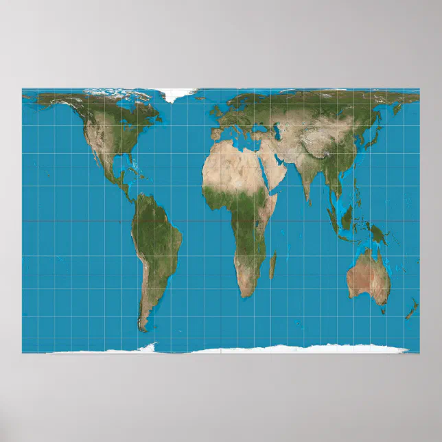 Gall Peters Projection World Map Poster | Zazzle