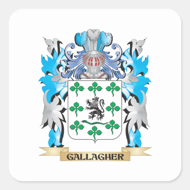 Gallagher Coat of Arms - Family Crest Square Sticker | Zazzle