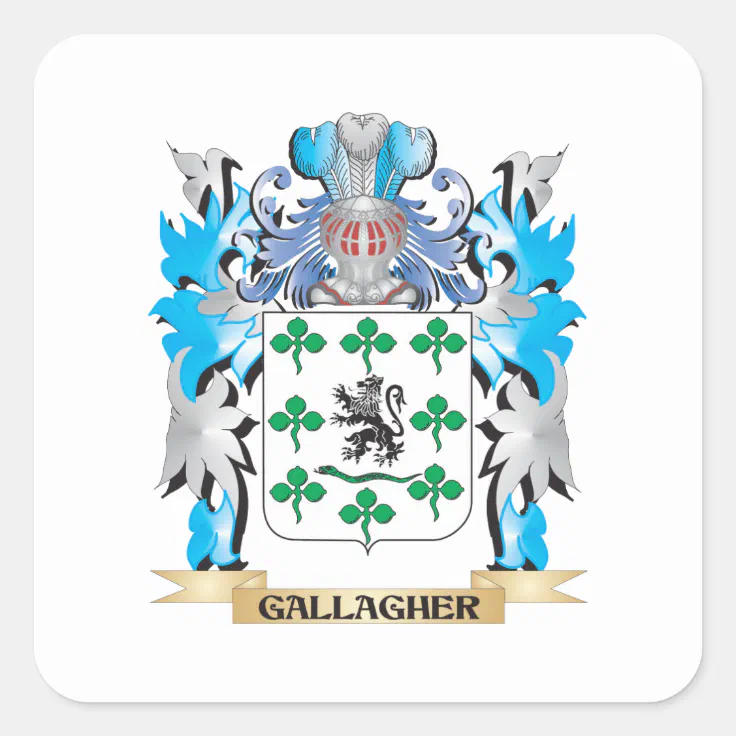 Gallagher Coat of Arms - Family Crest Square Sticker | Zazzle