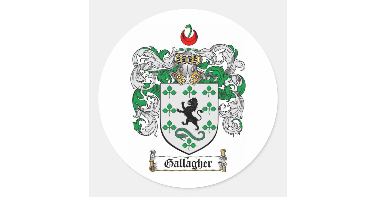 GALLAGHER FAMILY CREST - GALLAGHER COAT OF ARMS CLASSIC ROUND STICKER ...