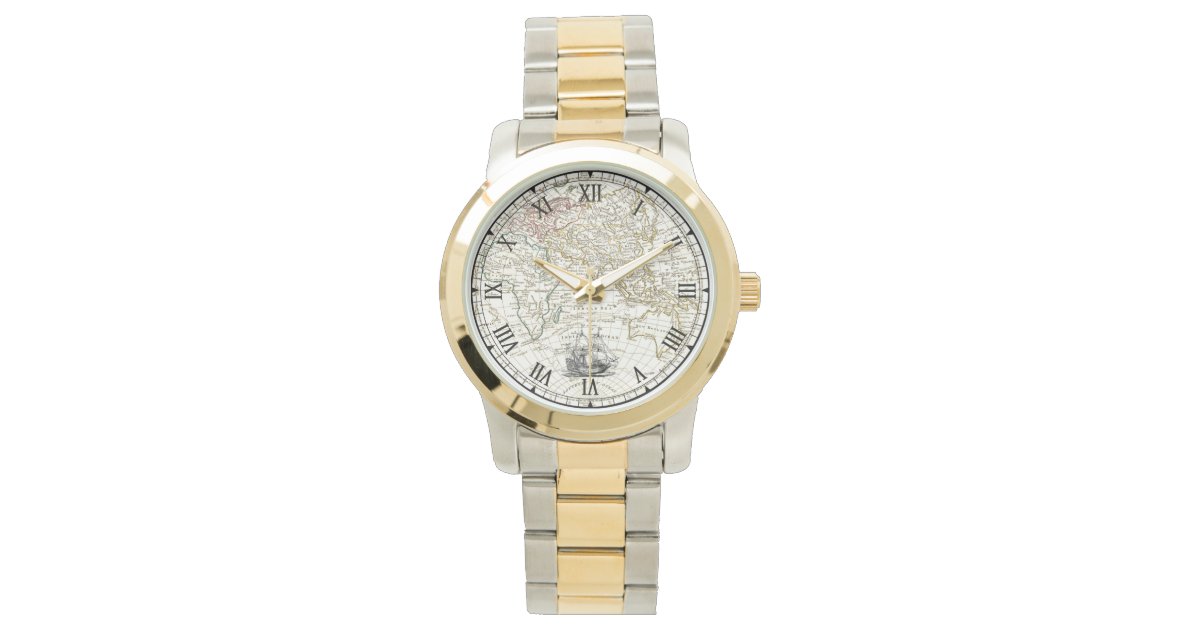Galleon Sailing Ship ~ 1789 Eastern Hemisphere Map Watch | Zazzle