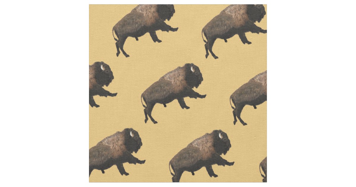 Galloping Bison Fabric | Zazzle
