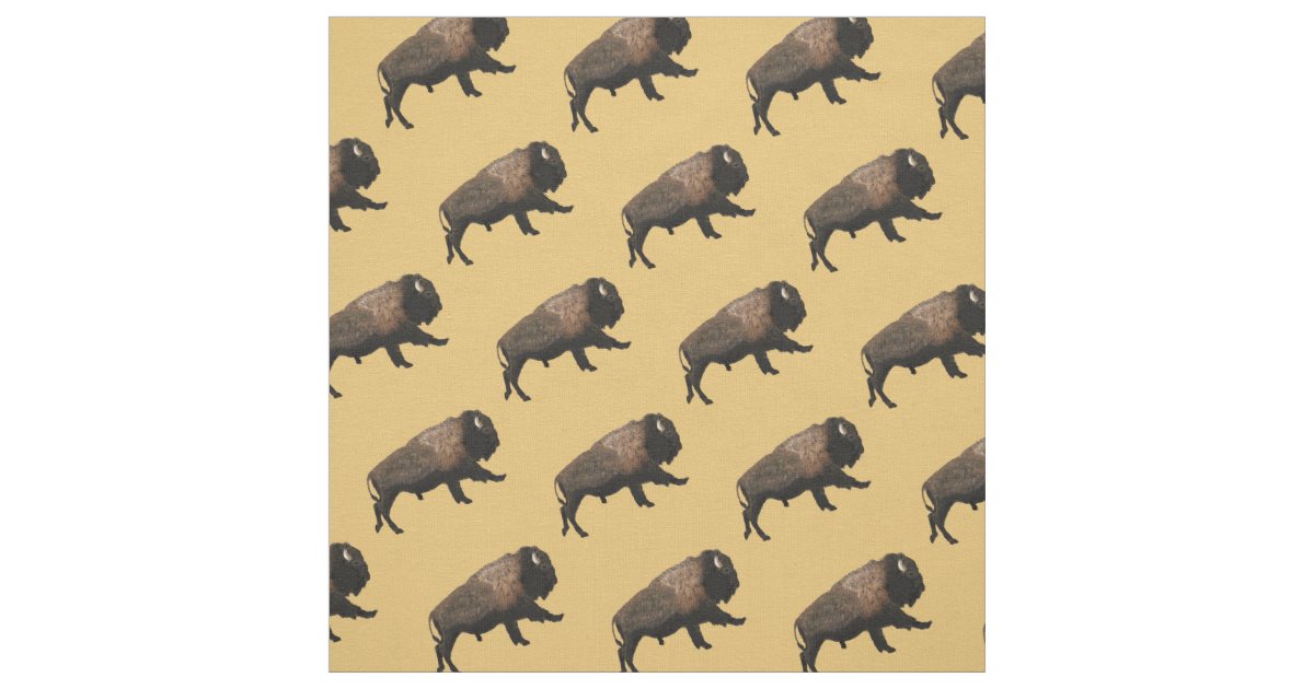 Galloping Bison Fabric | Zazzle