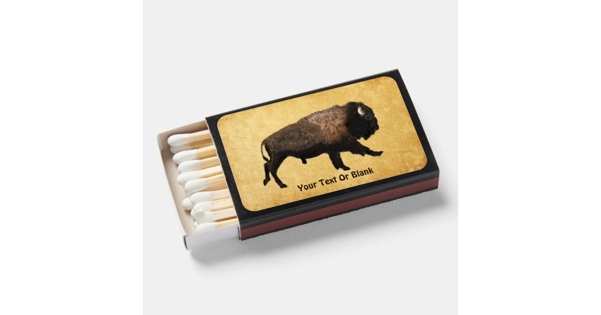 Galloping Bison On Old Paper Matchboxes | Zazzle
