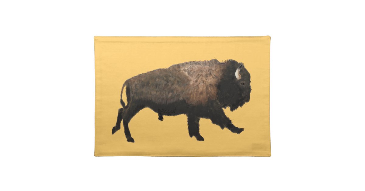 Galloping Bison Placemat | Zazzle