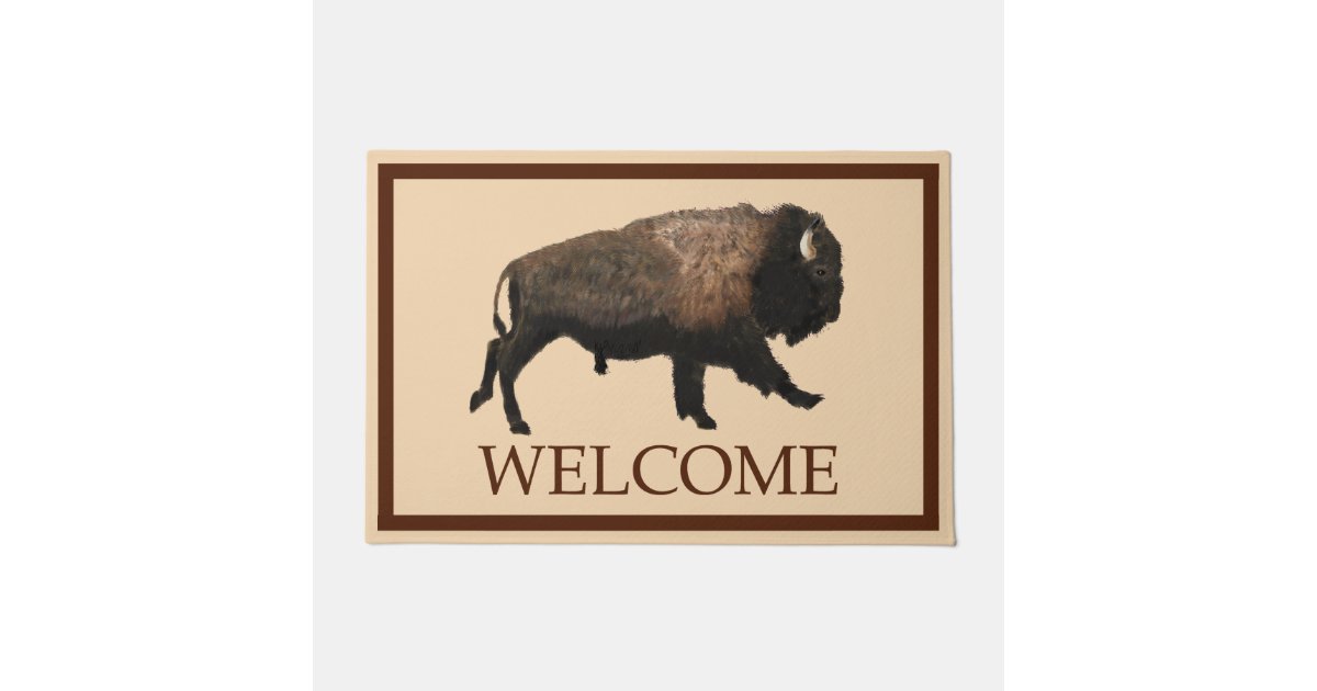 Galloping Bison - Welcome Doormat | Zazzle