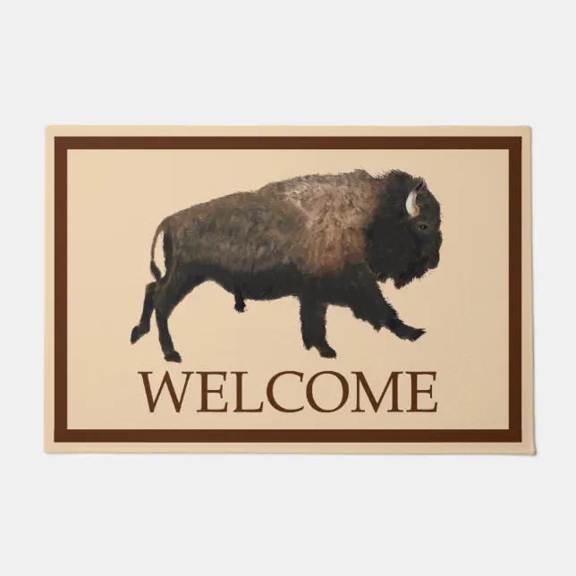 Galloping Bison - Welcome Doormat | Zazzle