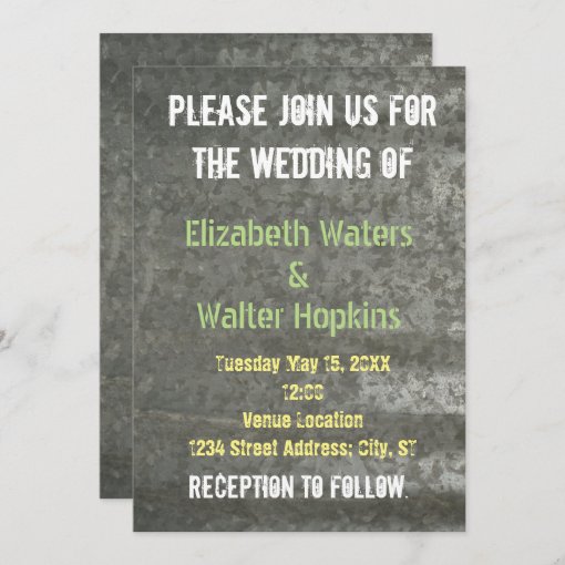 Galvanized Sheet Metal Wedding Invitation | Zazzle