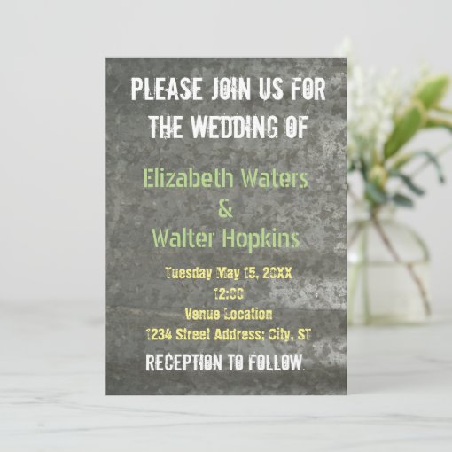 Galvanized Sheet Metal Wedding Invitation | Zazzle