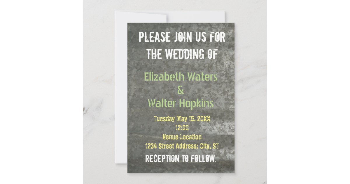 Galvanized Sheet Metal Wedding Invitation | Zazzle
