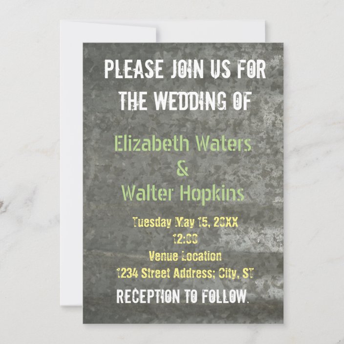 Galvanized Sheet Metal Wedding Invitation | Zazzle.com