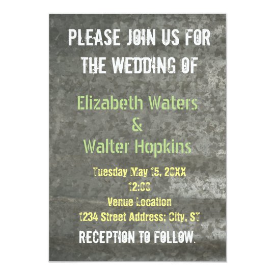 Galvanized Sheet Metal Wedding Invitation | Zazzle.com