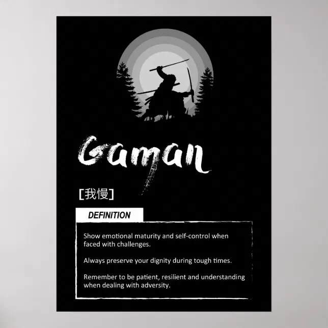 Gaman - Japanese Concept For Success Poster | Zazzle