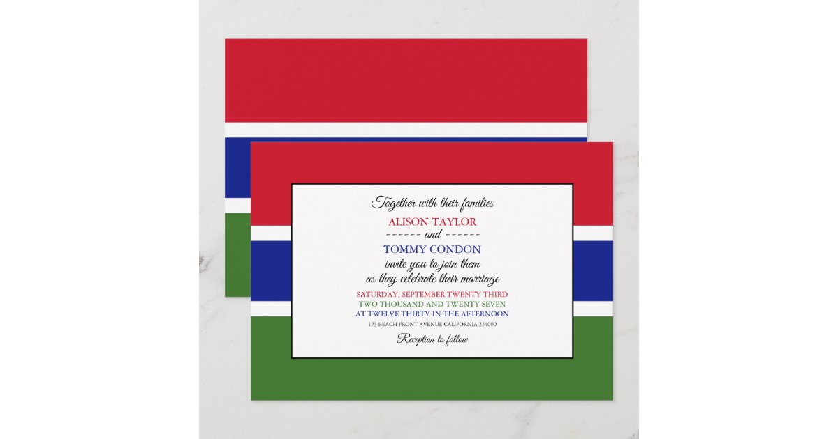 Gambian Flag, Flag of The Gambia Wedding Invitation | Zazzle