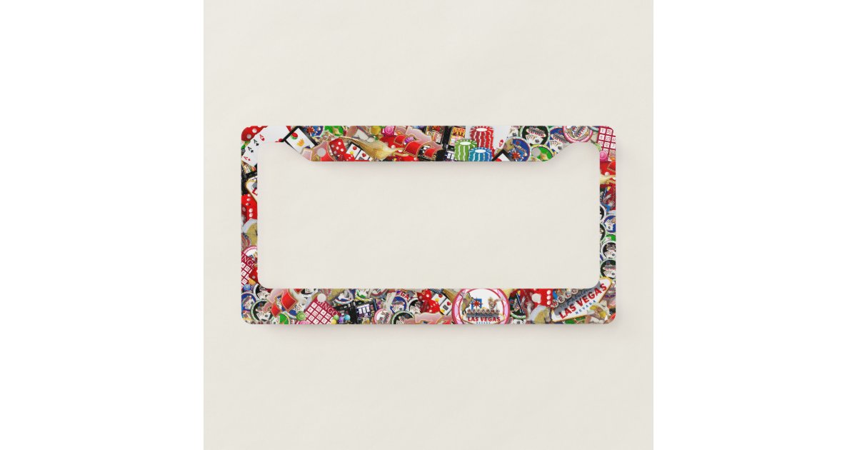Gamblers Delight - Las Vegas Icons Collage License Plate Frame | Zazzle