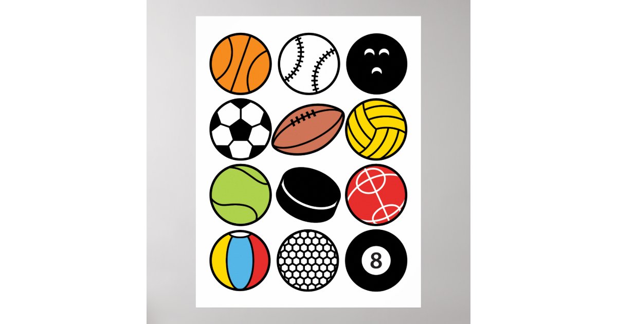 Game and Sports Balls Poster | Zazzle