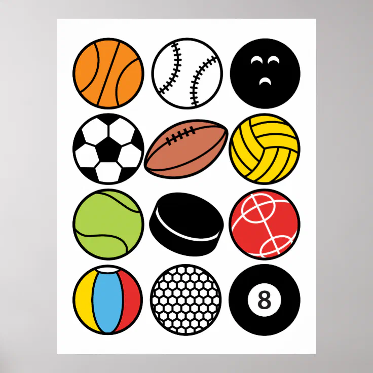 Game and Sports Balls Poster | Zazzle