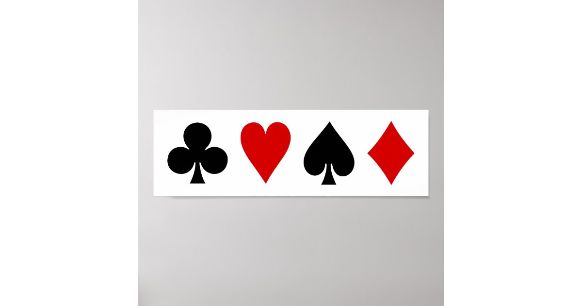 Game cards Playing cards Diamond Club Heart Spade Poster | Zazzle
