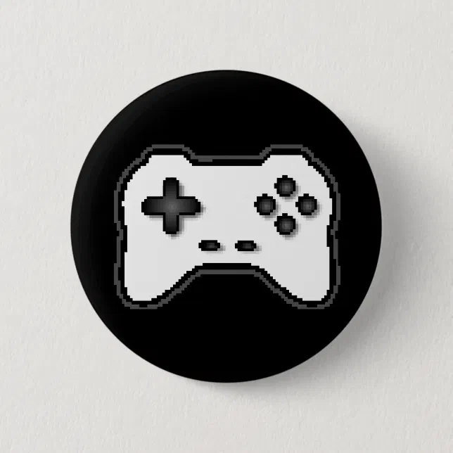 Game Controller Black White 8bit Video Game Style Button | Zazzle